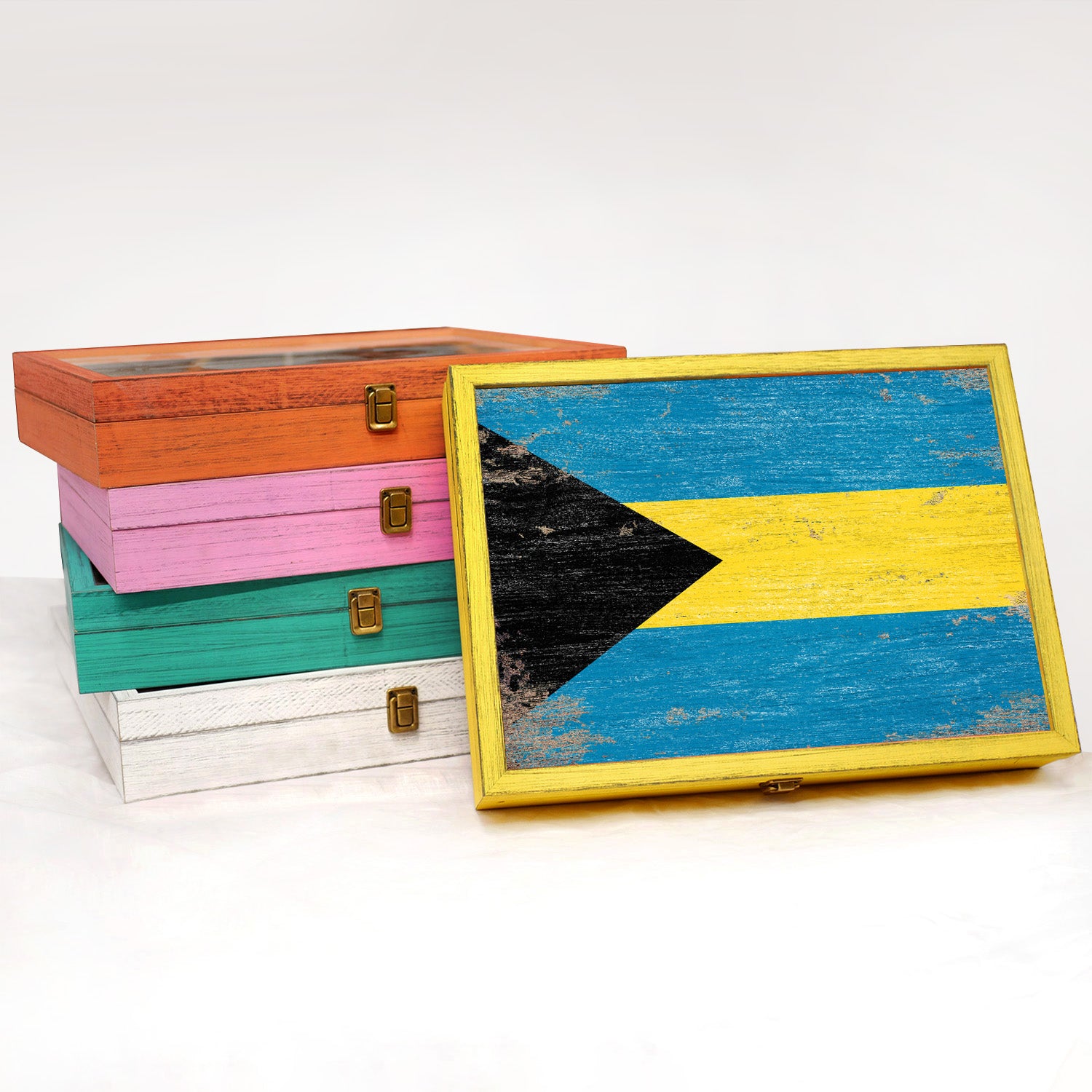 Bahama Wood Flag Frame Keepsake Box